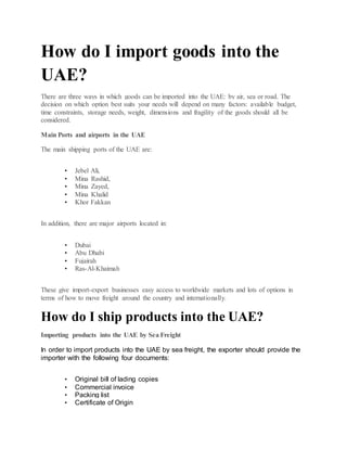 How to start import export business in uae | DOCX