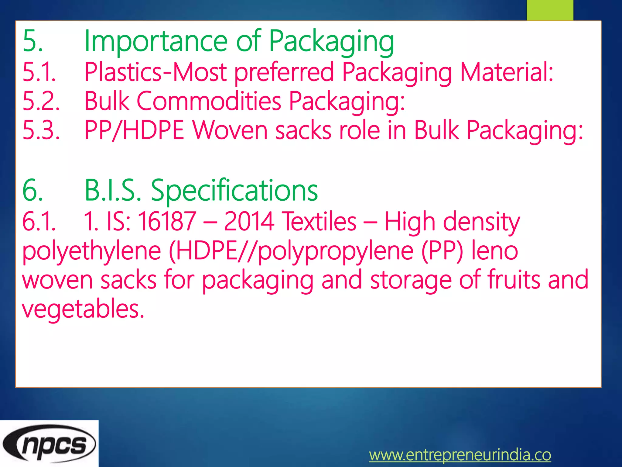 How to Start Manufacturing Plant of PP (Polypropylene) Woven Sacks | PPTX