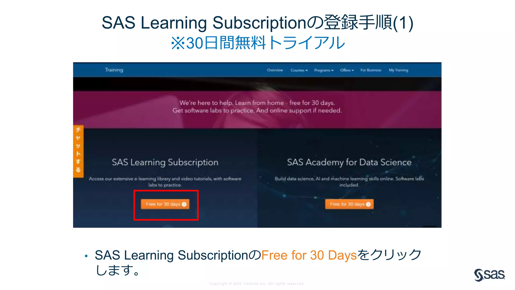 SAS Learning Subscription 登録手順 | PPT
