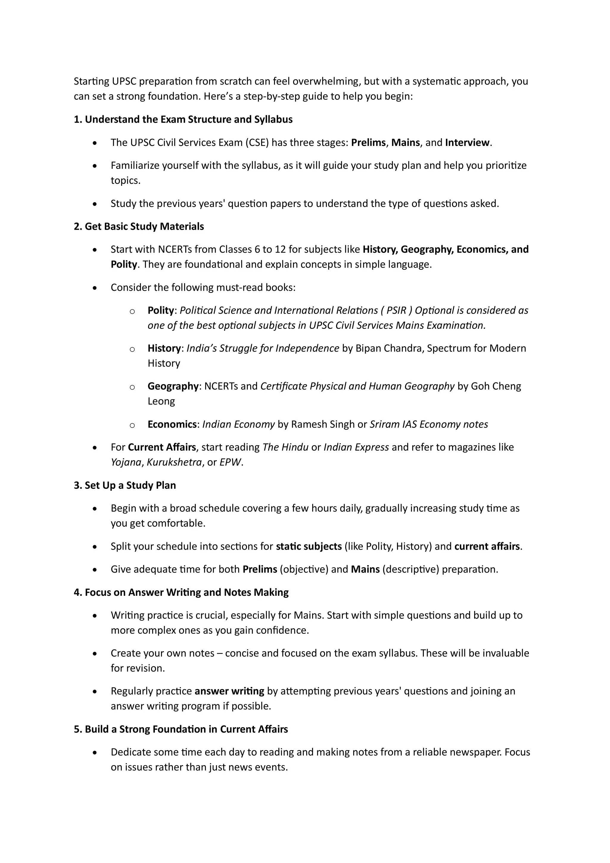 How to start UPSC preparation from zero level | PDF