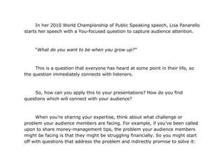 How to start your presentation speech with a question | PDF