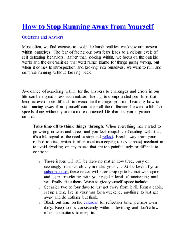 How to stop running away | PDF
