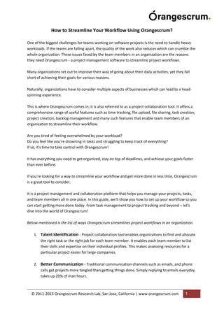 How to Streamline Your Workflow Using Orangescrum.pdf | Computer Software and Applications ...