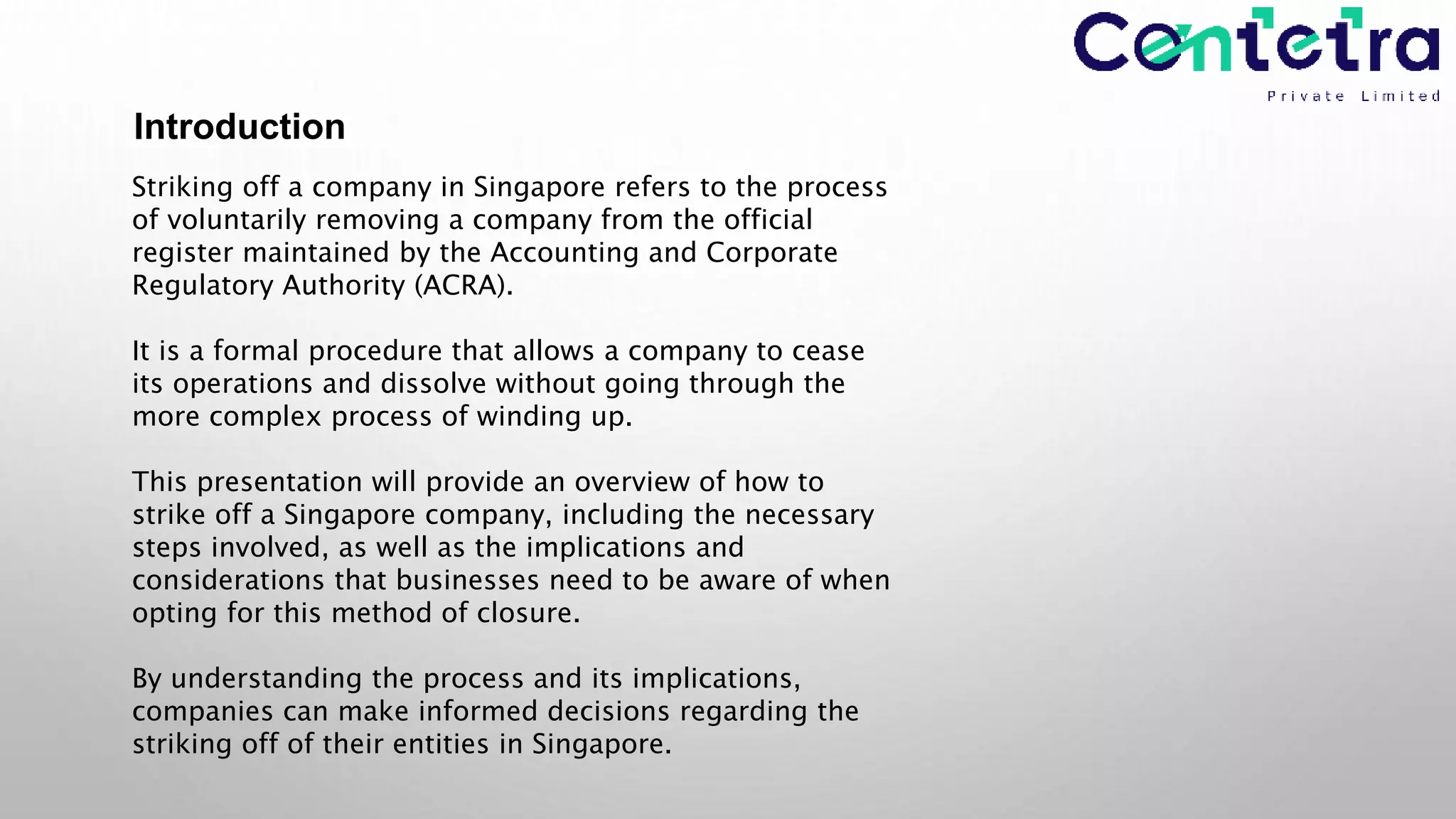 How to strike off a Singapore company and its implications | PPTX