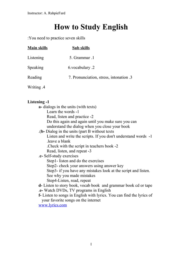 How to study english | PDF
