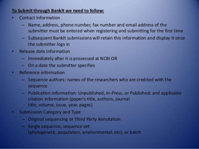 How to submit a sequence in NCBI