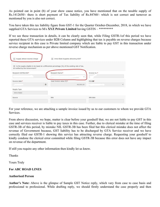 How to Submit Reply of GST ASMT-10 Notice _ Sample GST Notice Reply ...