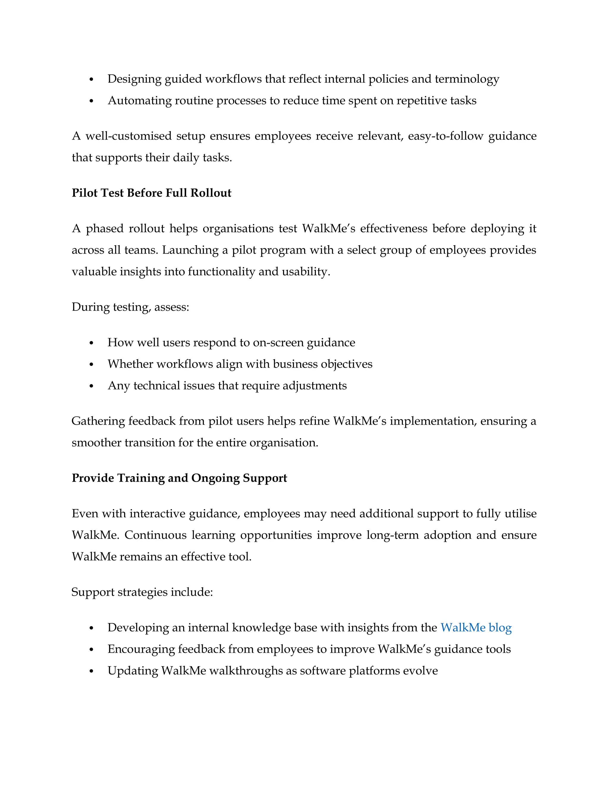 How to Successfully Implement WalkMe Across Your Organisation | DOCX