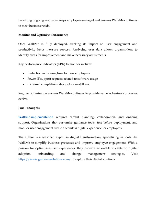 How to Successfully Implement WalkMe Across Your Organisation | DOCX