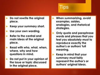 How to summarize | PPTX