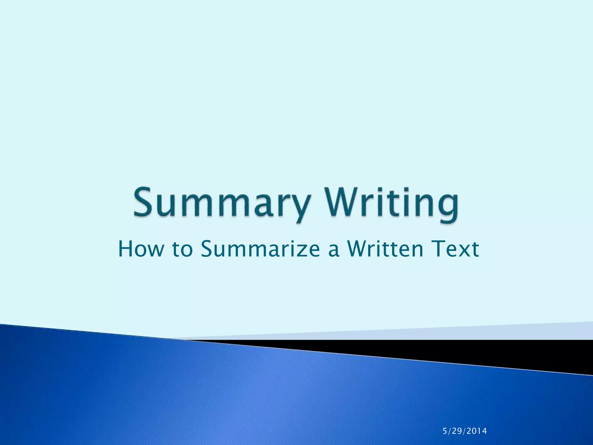 Summary Writing | PPT