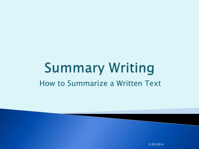 Summary Writing | PPT