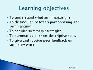 Summary Writing | PPT