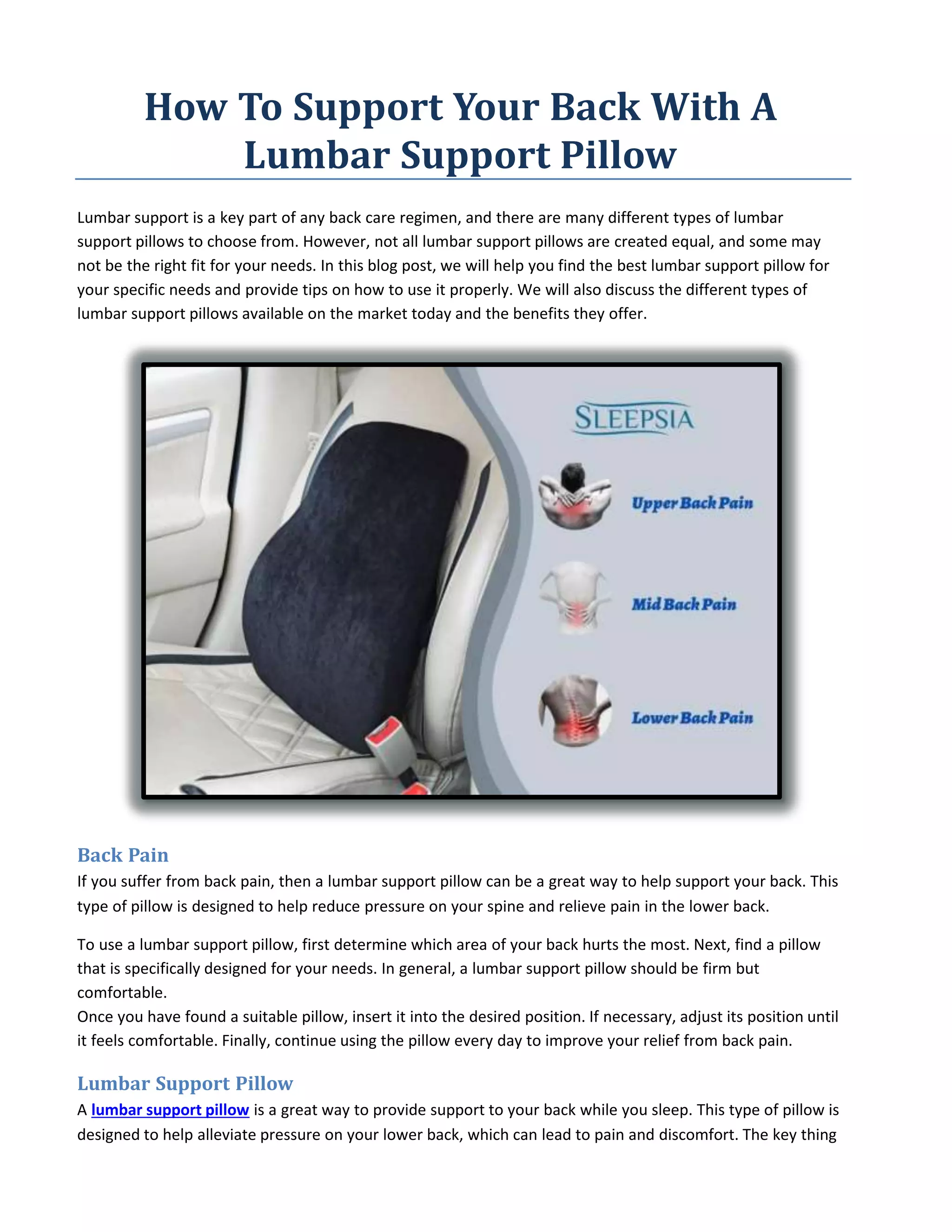 How To Support Your Back With A Lumbar Support Pillow.ppt