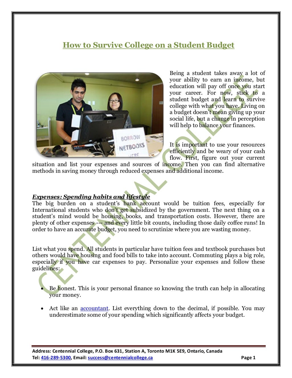 How to Survive College on a Student Budget | PDF