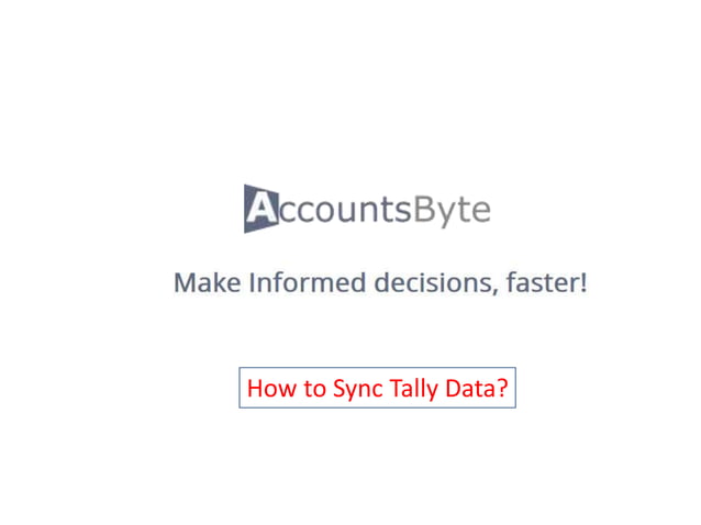 How to sync tally data | PPT