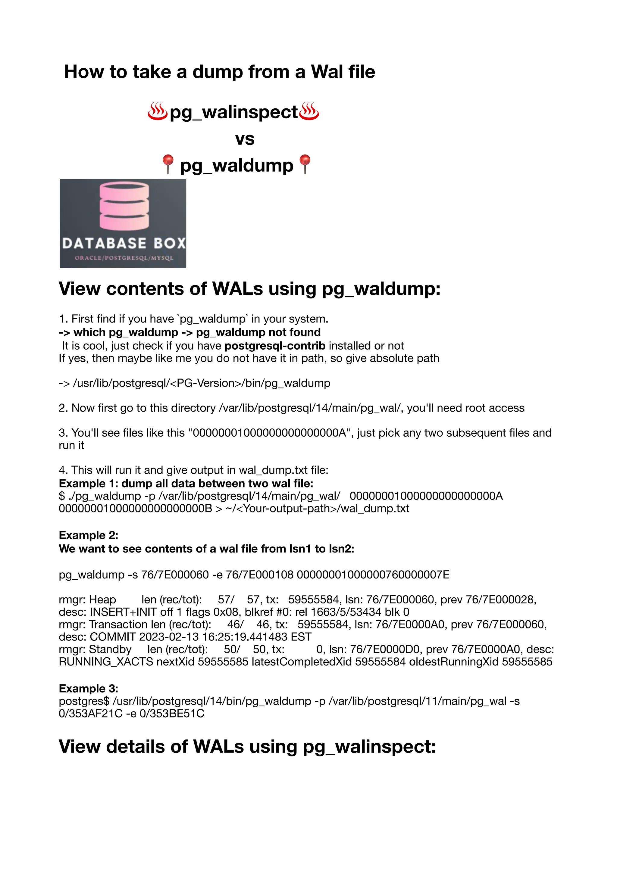 How To Take A Dump From A Wal File Postgresql Pdf