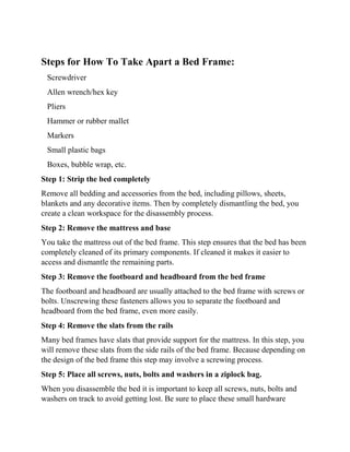 7 Steps For How To Take Apart Bed Frame. | DOCX