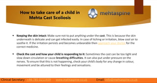 How to take care of a child in mehta cast scoliosis | Mehta Spine | PPTX