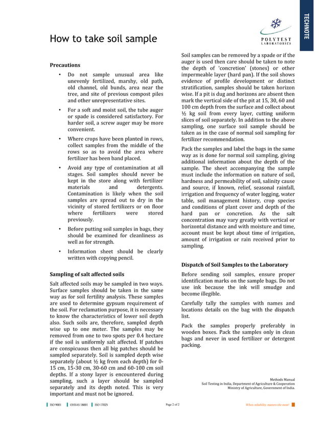 How to take soil sample | PDF