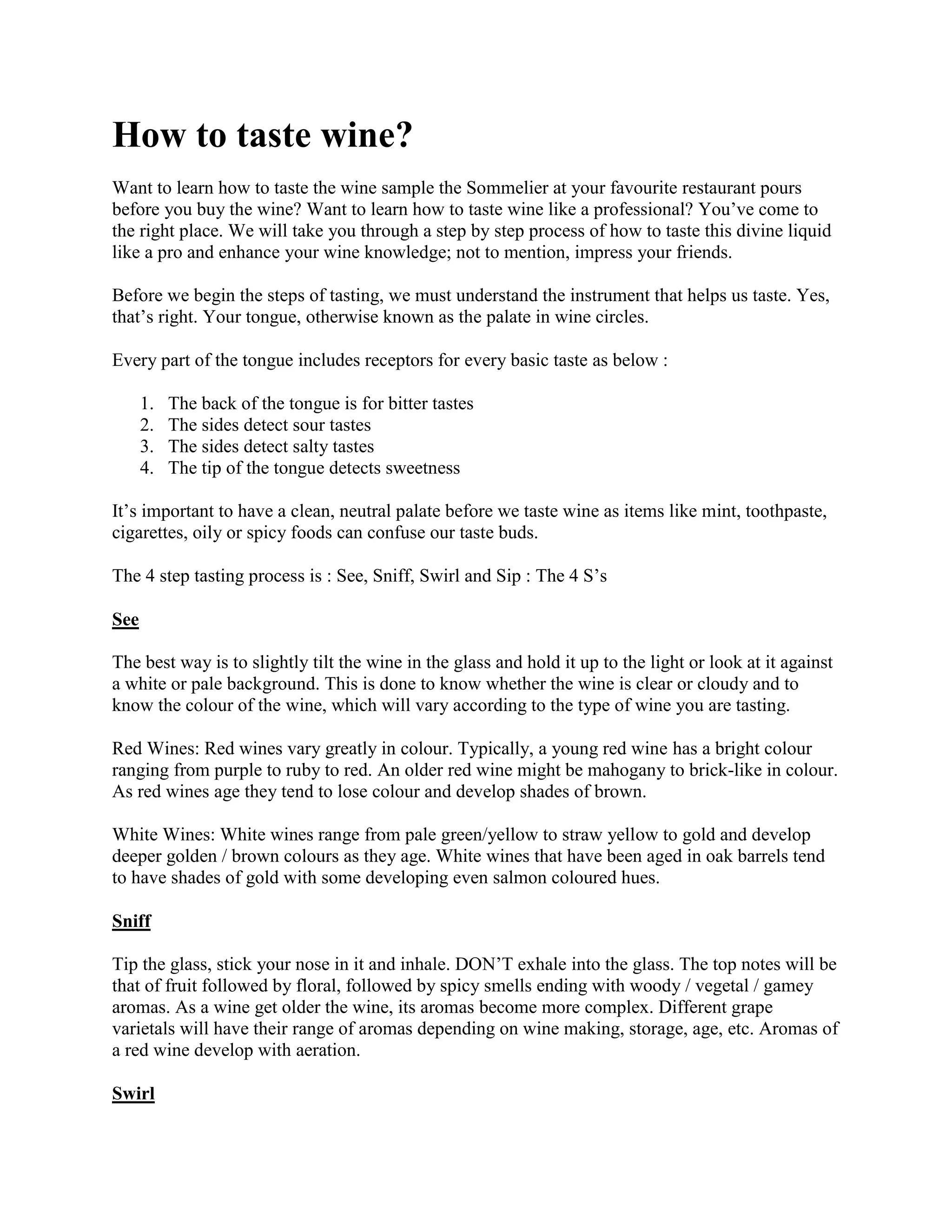 How to taste wine | PDF