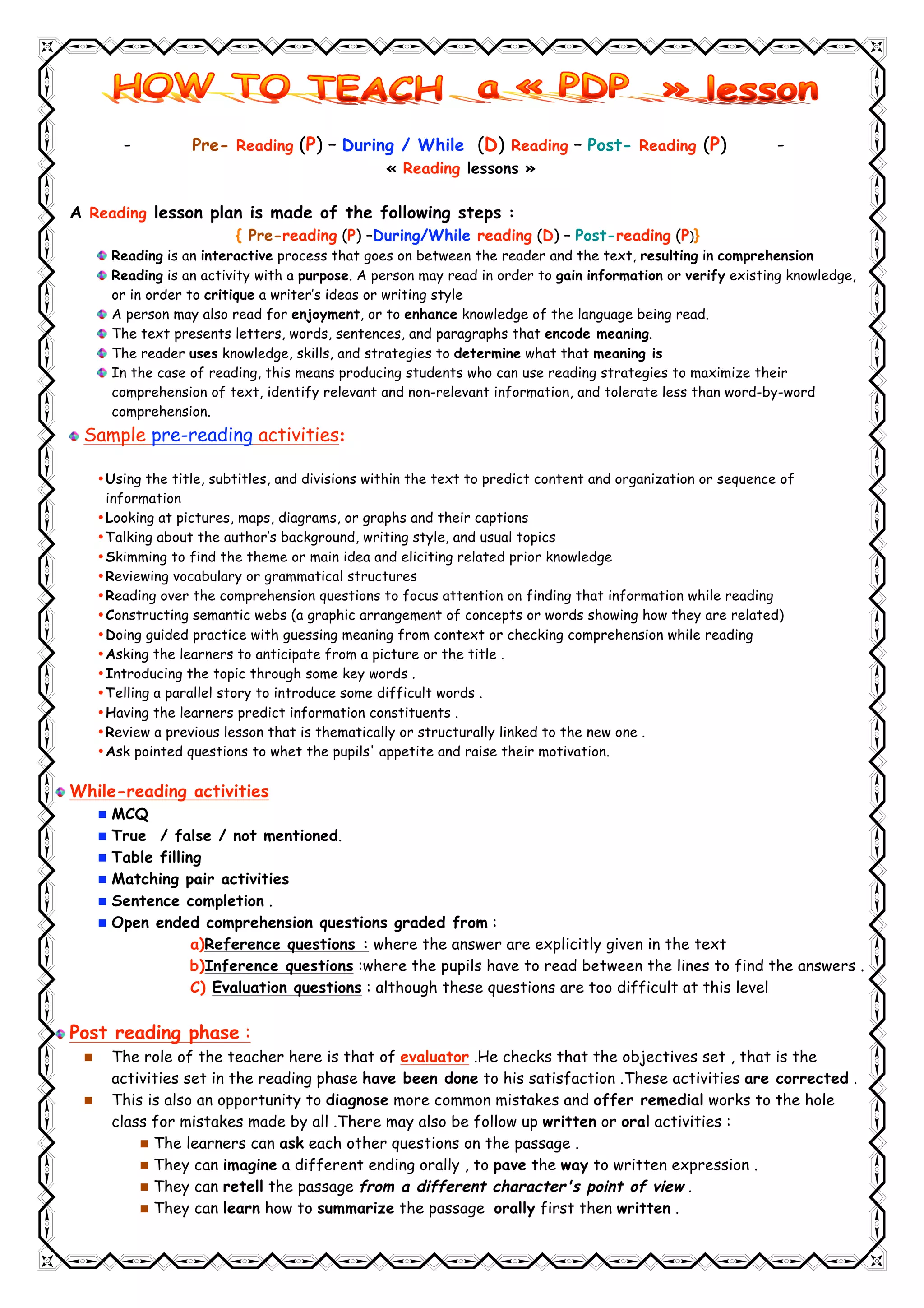 How to teach_a_-pdp-_reading_lesson (3) | PDF | Educational Assessment | Education