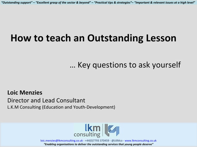 How to teach an outstanding lesson | PPT | Educational Assessment ...