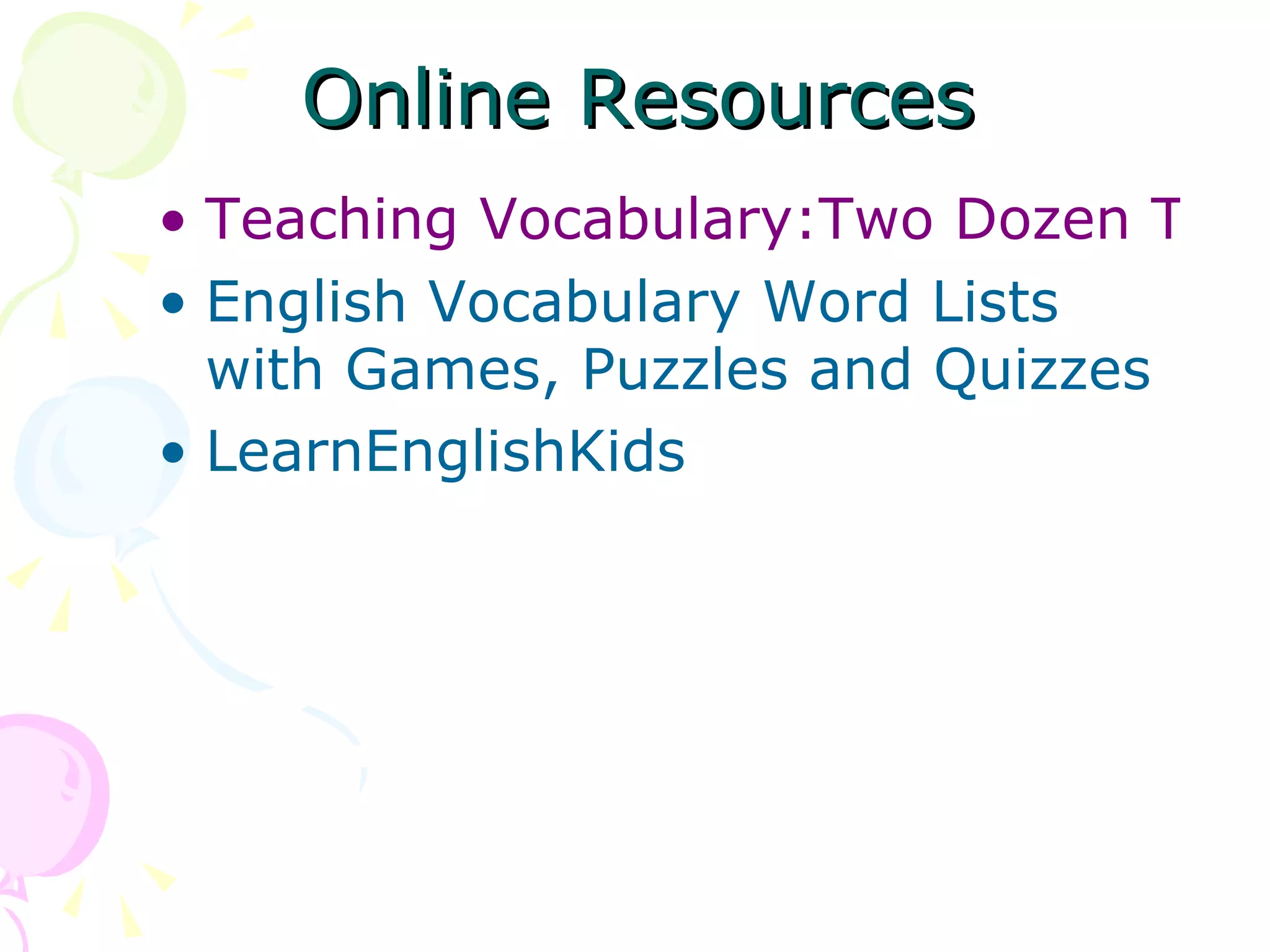 How to teach vocabulary | PPT