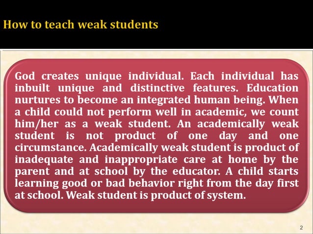 How to teach weak students | PPT