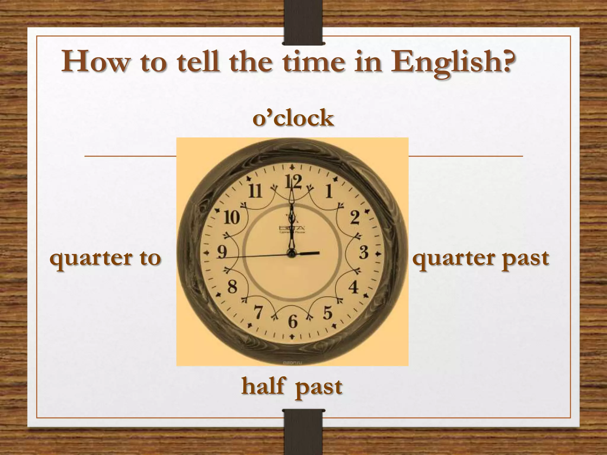 How to tell the time in English | PPTX