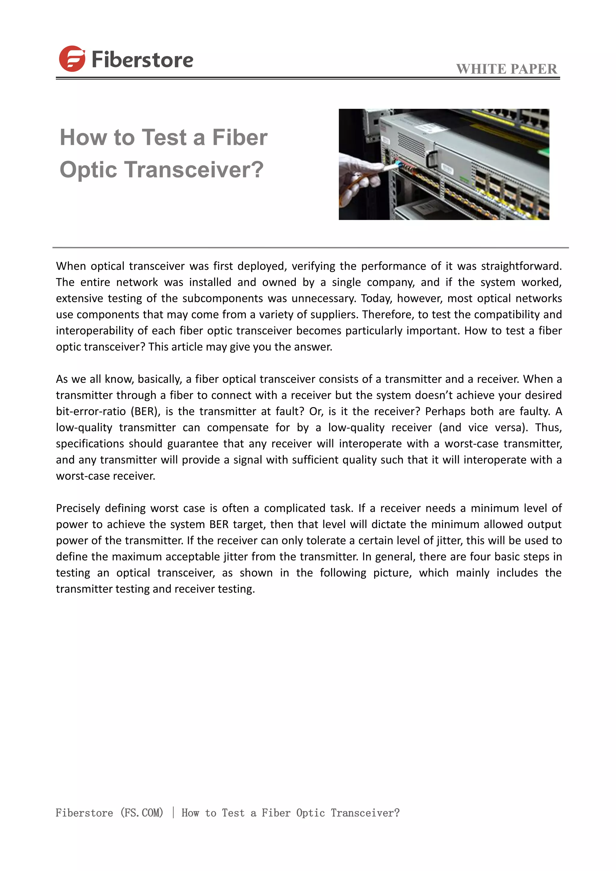 How to test a fiber optic transceiver | PDF