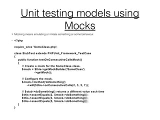 How to test models using php unit testing framework? | PPT