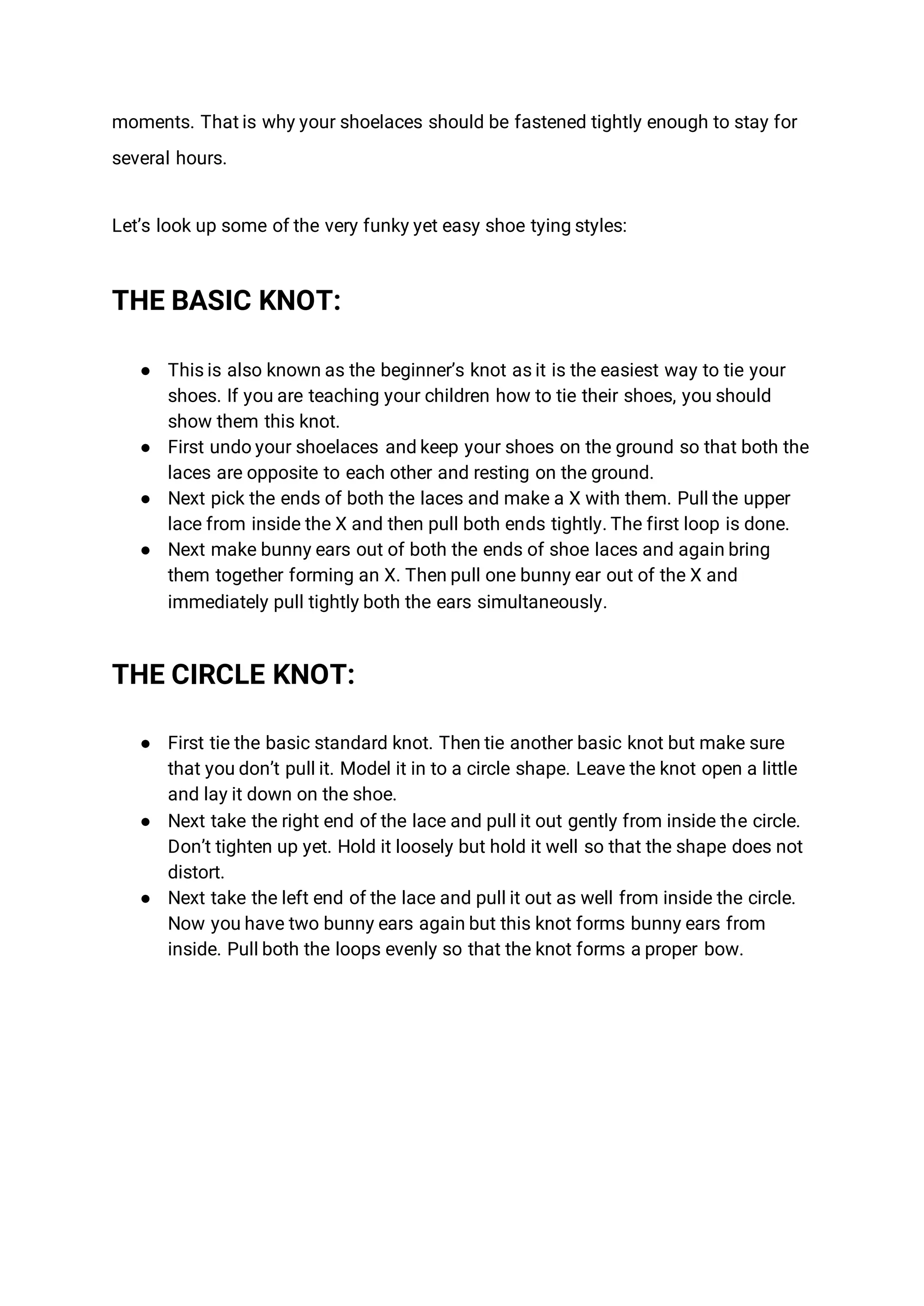 How to tie your shoes | DOCX
