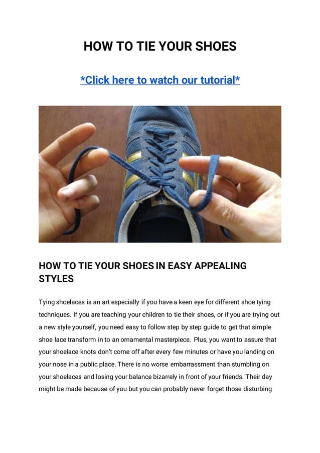 How to tie your shoes | PDF