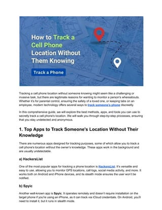 How to Track a Cell Phone Location Without Them Knowing | PDF