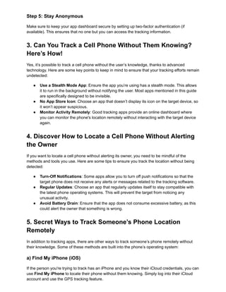 How to Track a Cell Phone Location Without Them Knowing | PDF