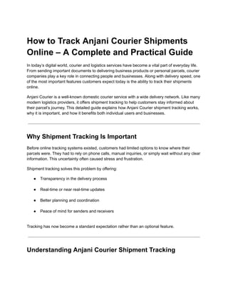 How to Track Anjani Courier Shipments Online – A Complete and Practical ...