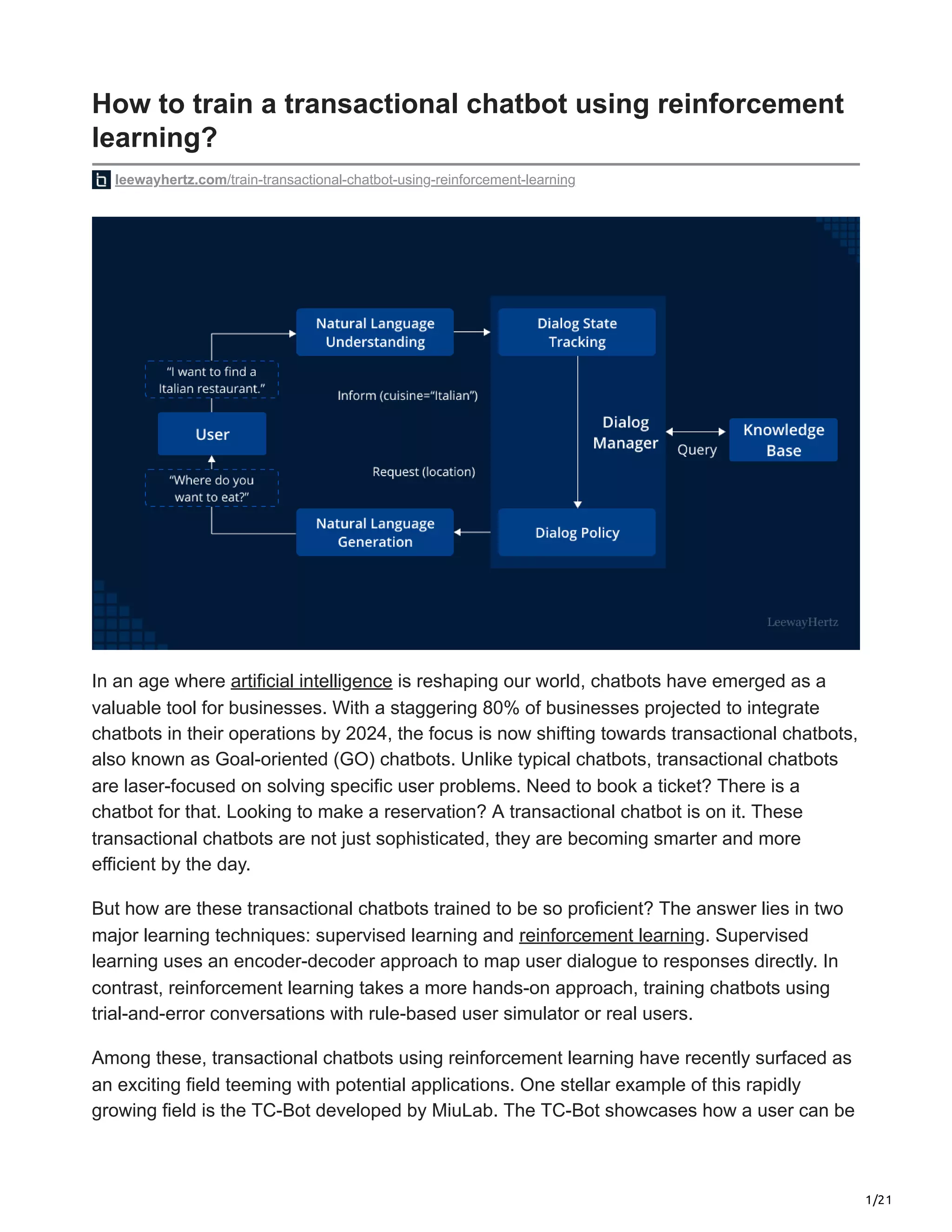 How to train a transactional chatbot using reinforcement learning.pdf | Artificial Intelligence ...