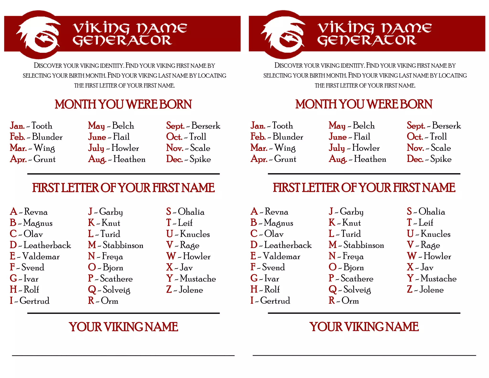 How to Train Your Dragon - Viking Name Generator | PDF