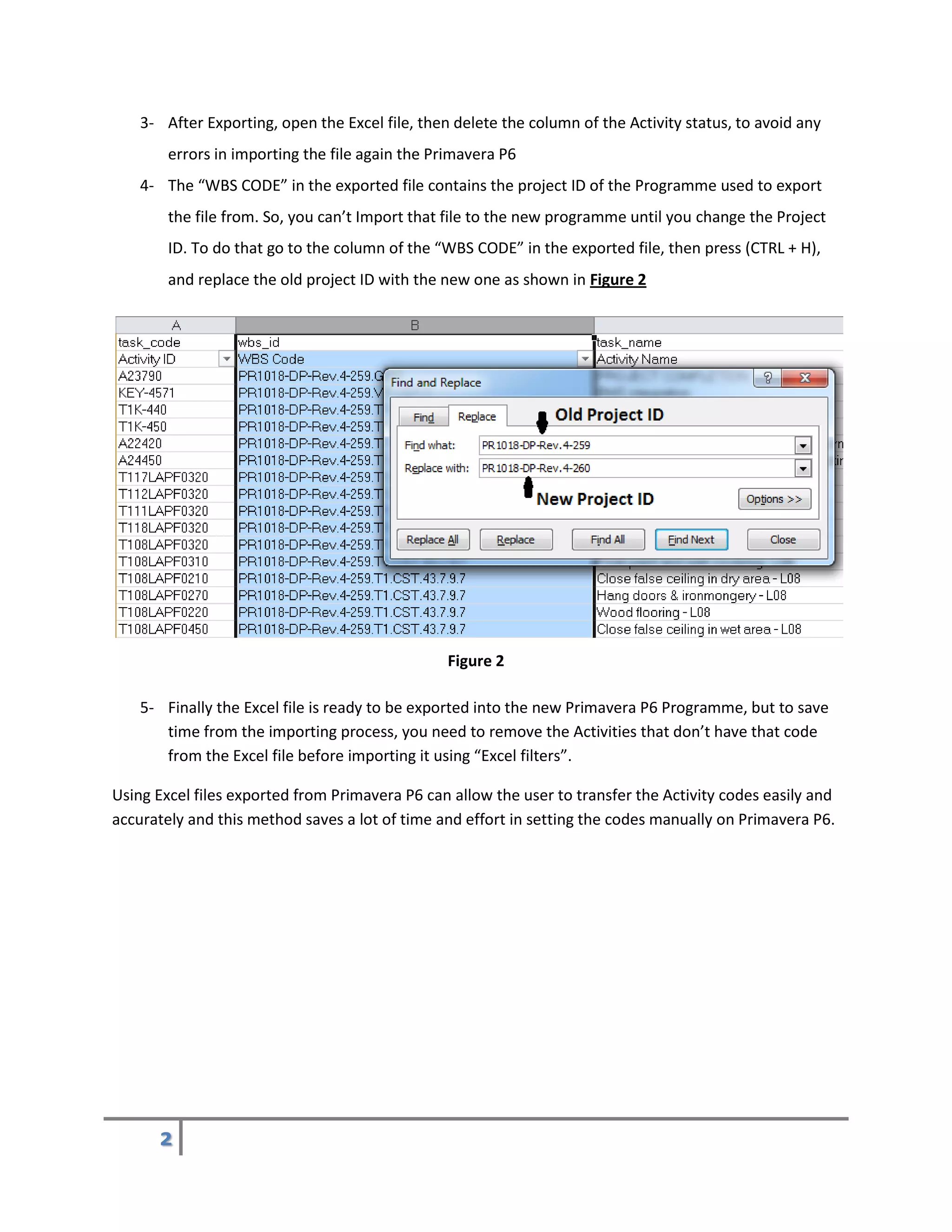 How to transfer activity codes from one programme to another | PDF
