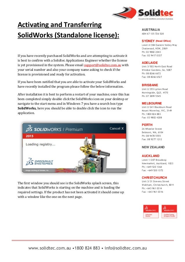 How to transfer and activate SolidWorks standalone license/s