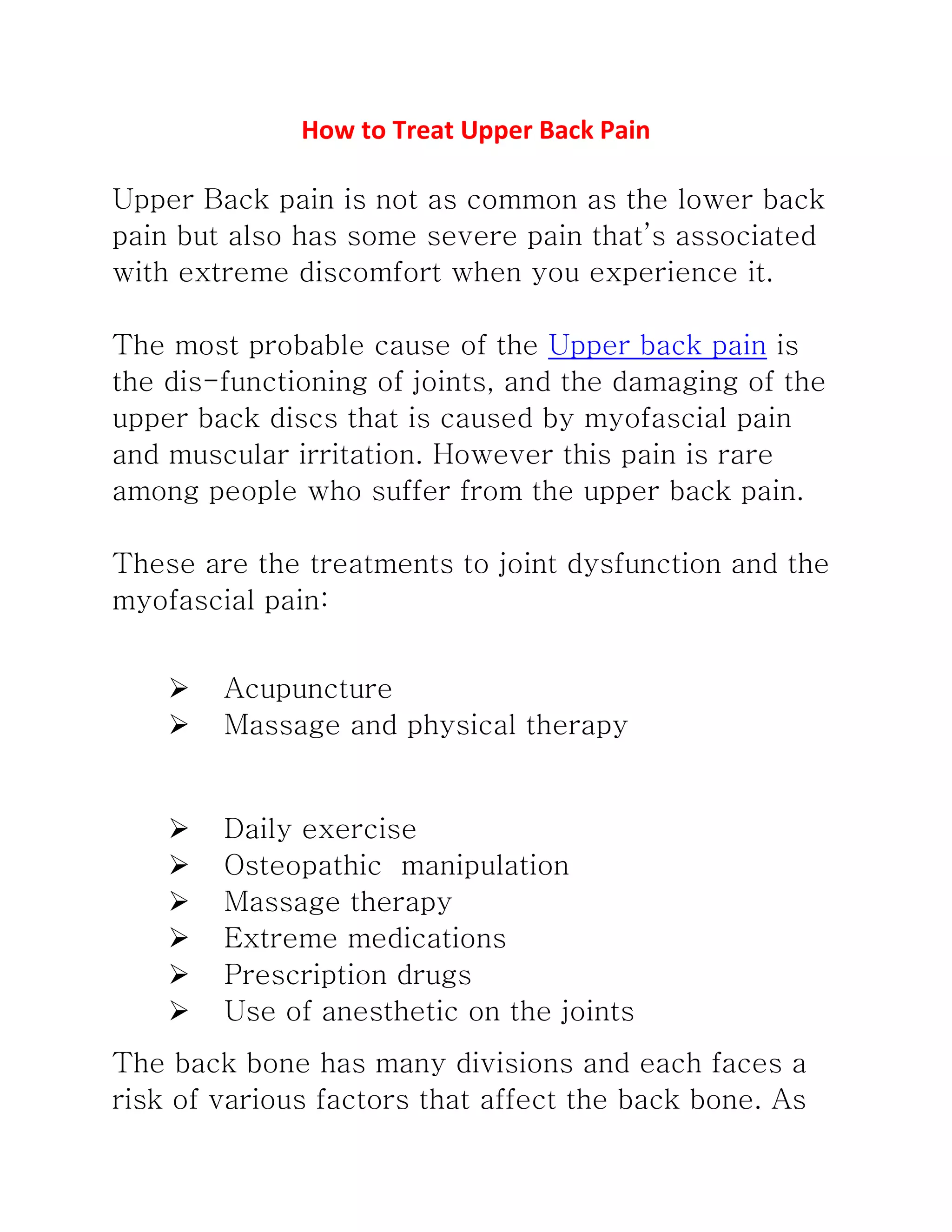 How to treat upper back pain | DOCX