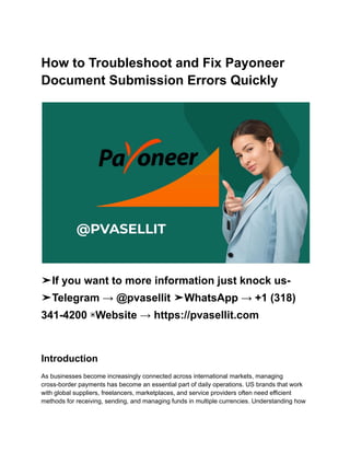How to Troubleshoot and Fix Payoneer Document Submission Errors Quickly ...
