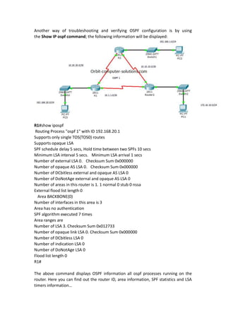 How to troubleshoot and verifying ospf configuration | DOCX