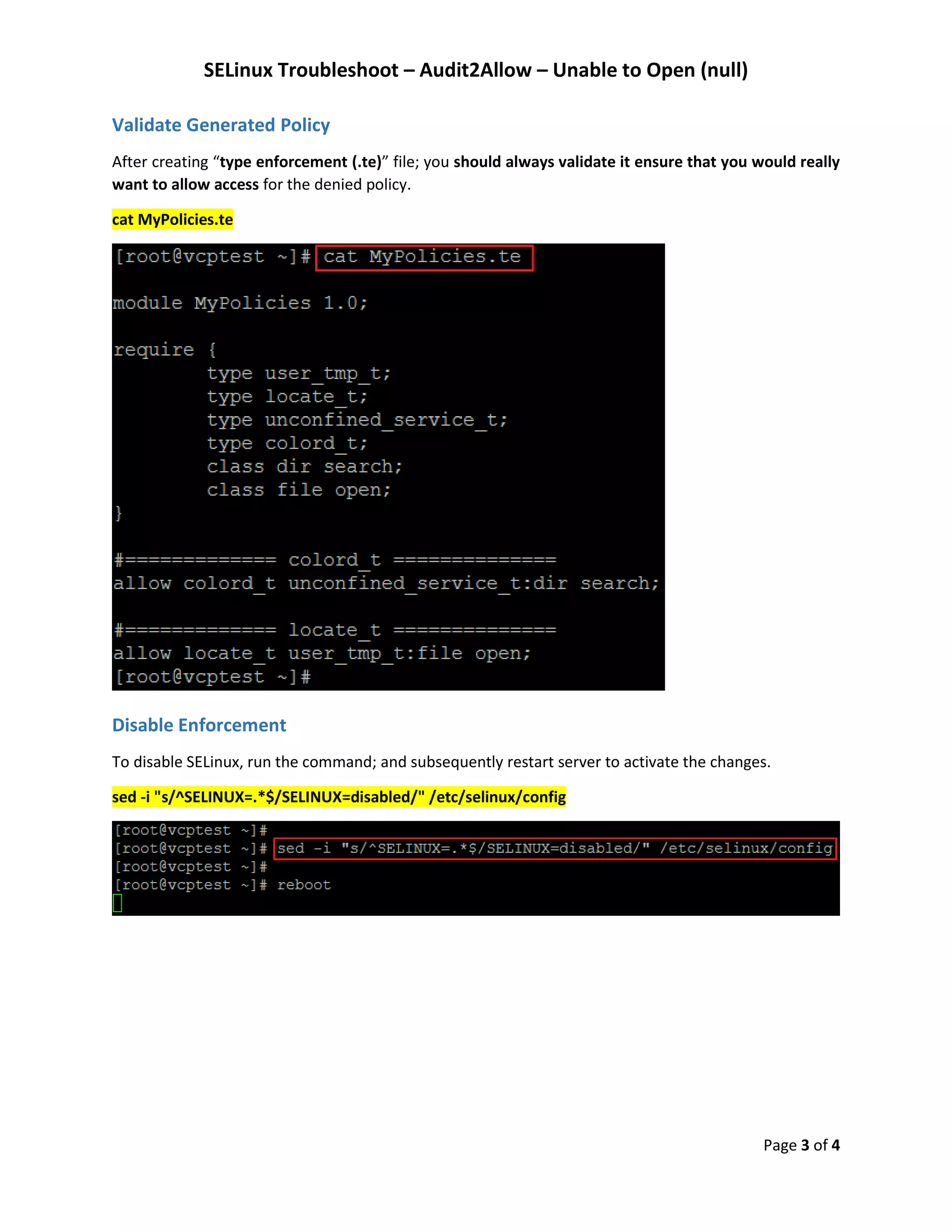 How to Troubleshoot SELinux Audit2Allow unable to open (null) | PDF