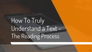 How to Truly Understand a Text - The Reading Process | PPT