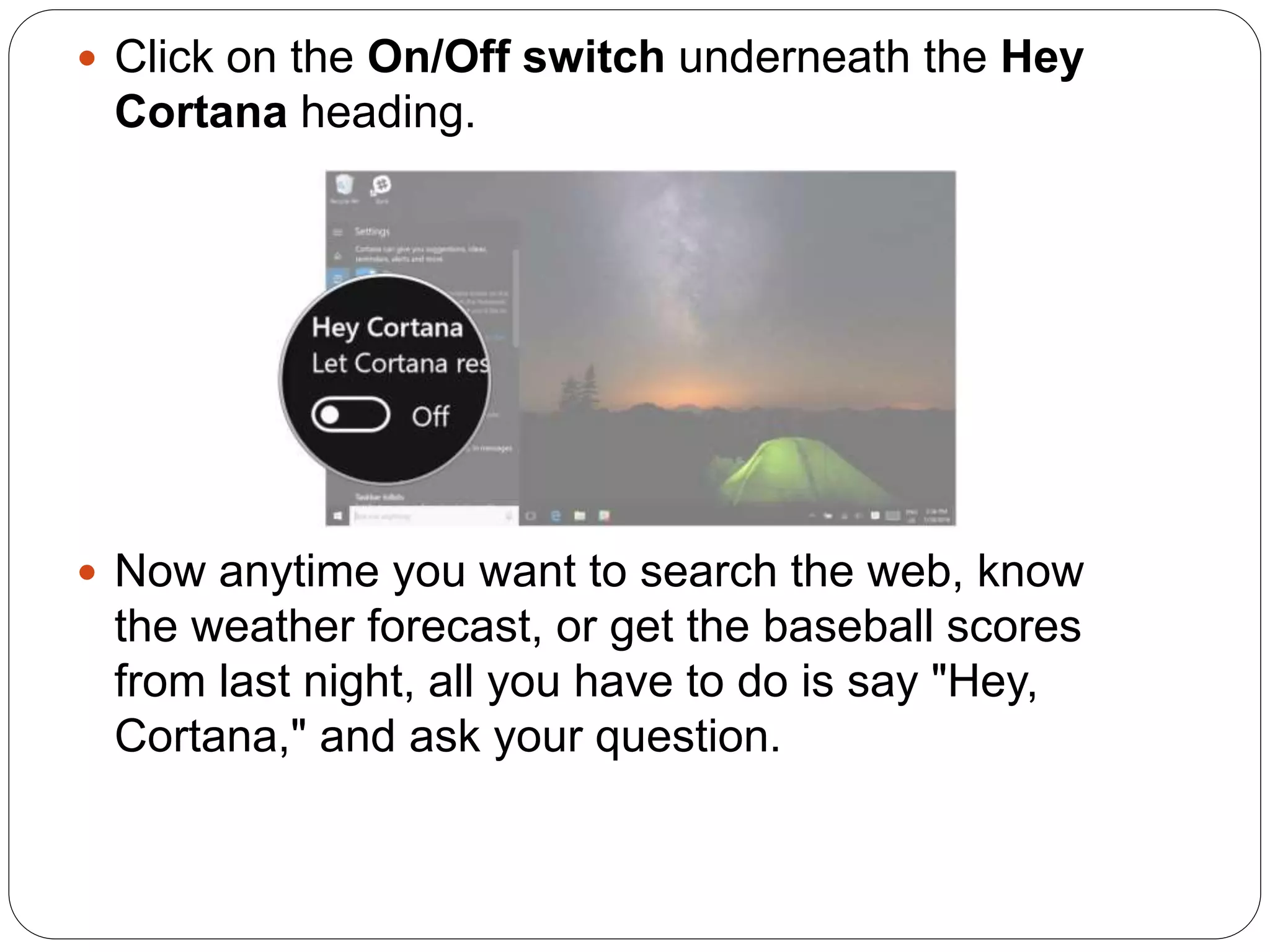 How to turn on hey cortana on windows 10 | PPTX