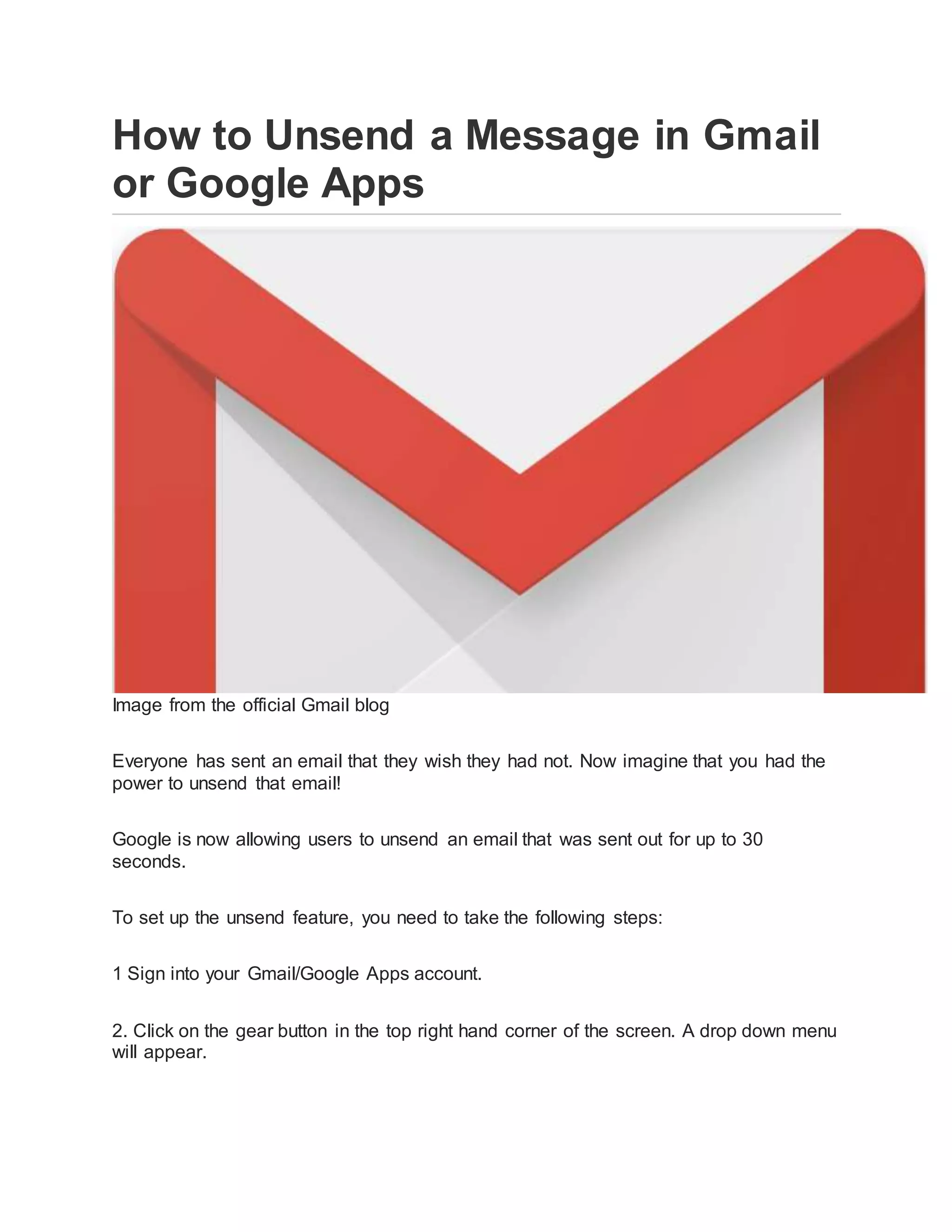 How to unsend a message in gmail or google apps | DOCX