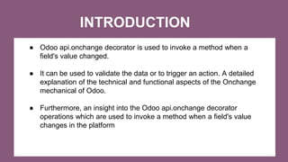Updating Client Interface 'on change' @api.onchange in Odoo 15 | PPT