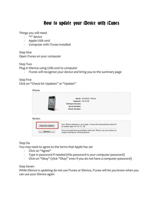 How to Update iDevice with iTunes | DOCX